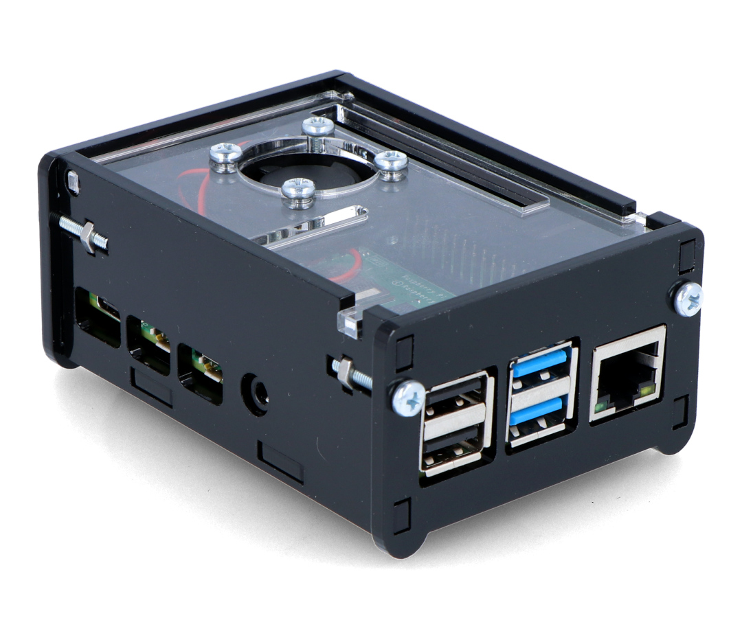 Case Raspberry Pi 4B with fan - black Botland - Robotic Shop